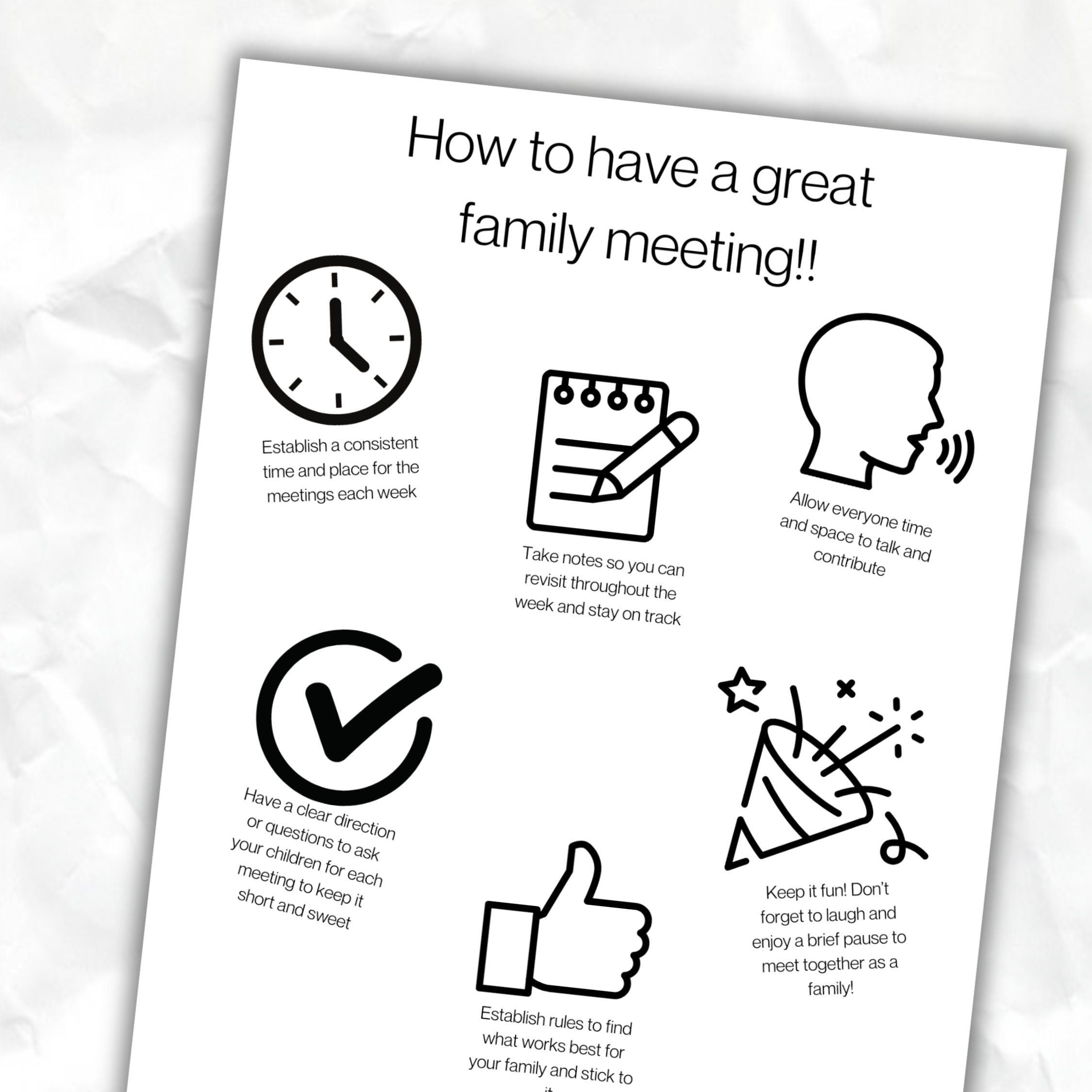 Family Meeting Downloadable Template: Weekly and Monthly Layout - Etsy