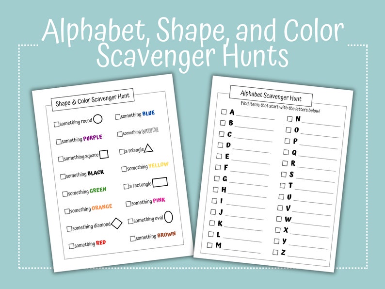 Alphabet, Color, and Shape Scavenger Hunt Printable - Etsy