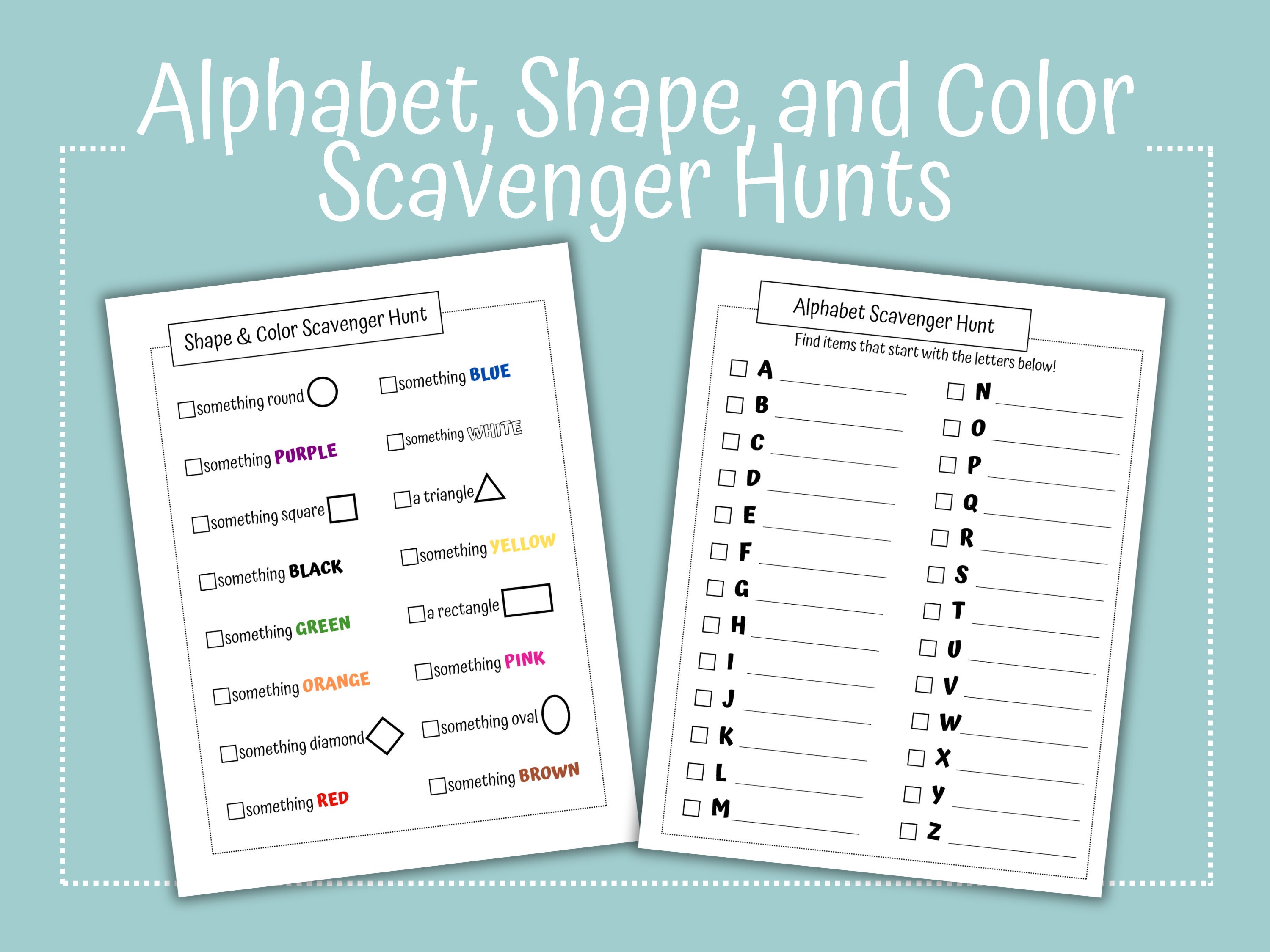 Alphabet, Color, and Shape Scavenger Hunt Printable - Etsy
