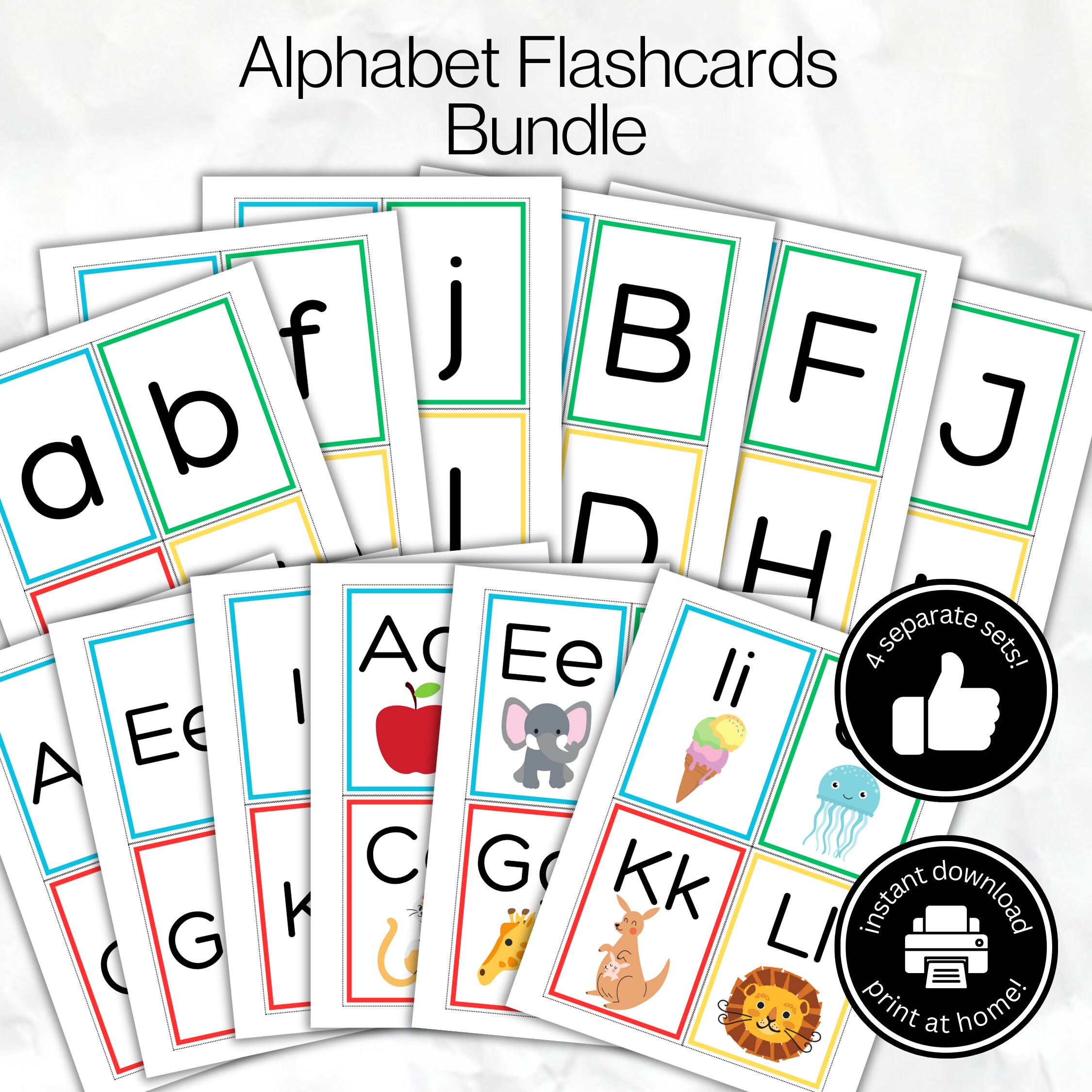 Alphabet Flash Card 4 Set Bundle - Etsy