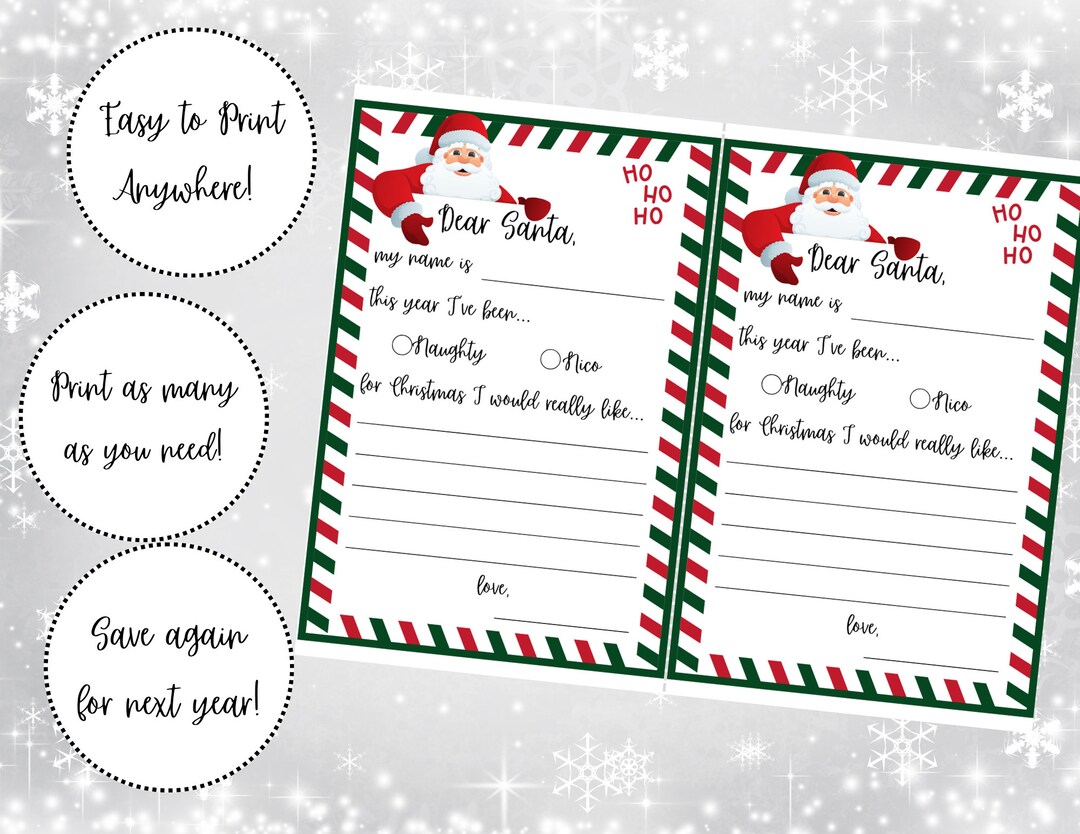 Dear Santa Letter Printable - Etsy