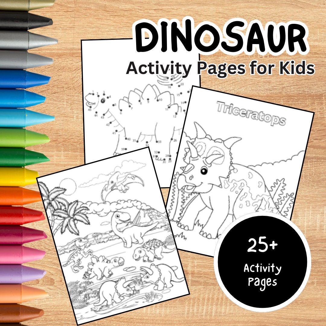 Dinosaur Activity Coloring Sheets - Etsy
