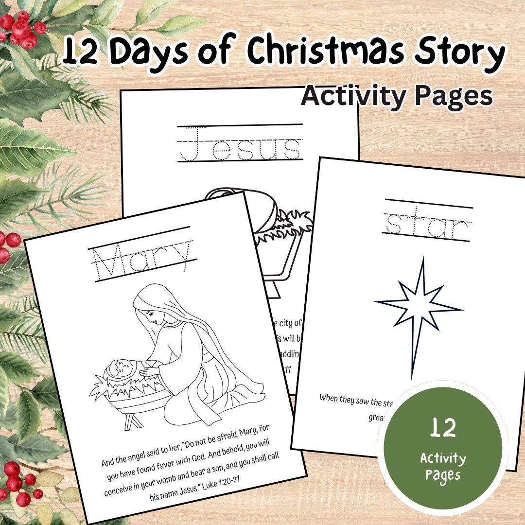 12 Days of Christmas Story Coloring Activity Sheets - Etsy