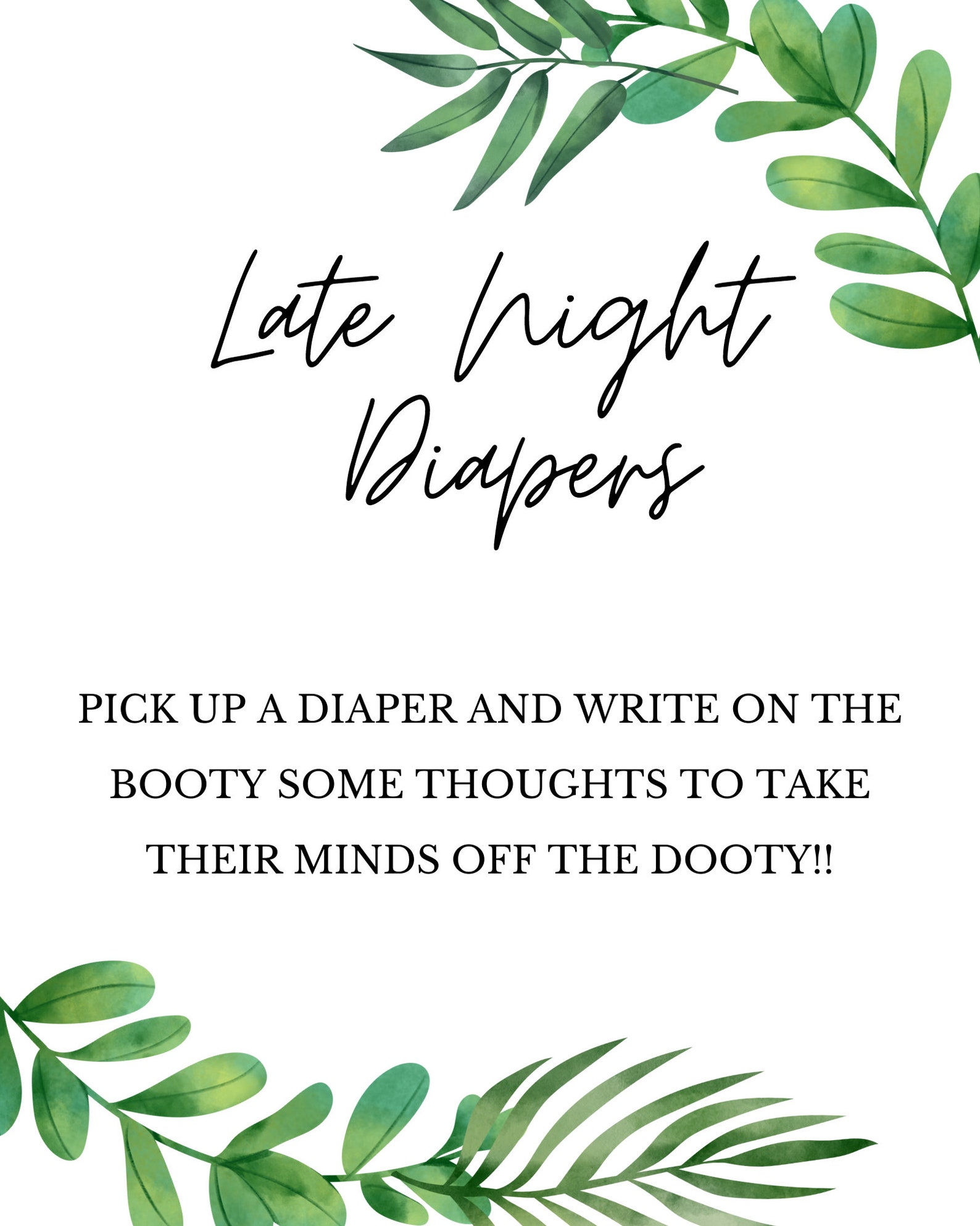 Late Night Diapers Printable - Etsy
