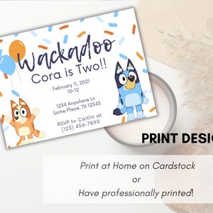 Wackadoo 'bluey' Birthday Invitation - Etsy