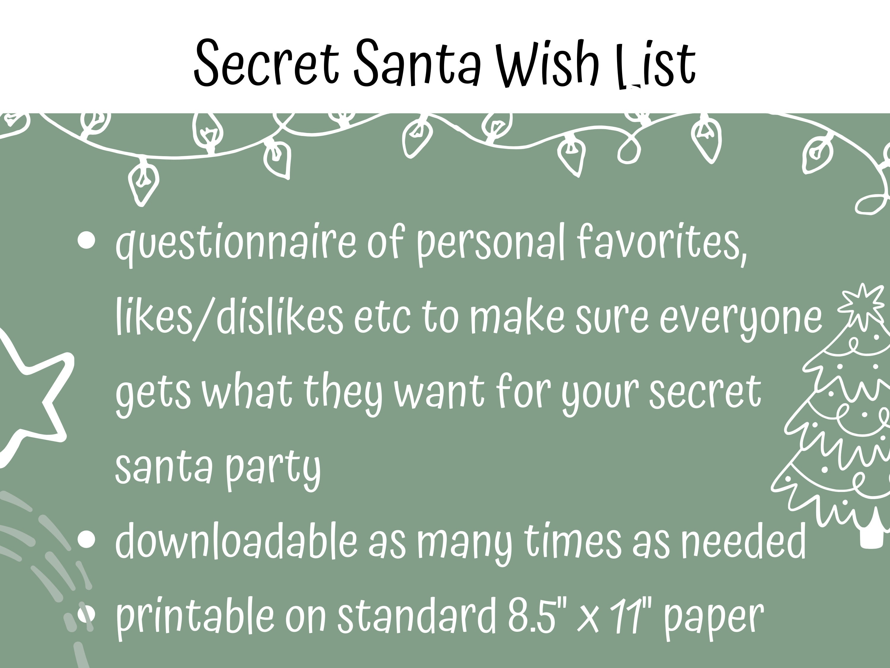 Deluxe Secret Santa Wish List || Secret Santa Activity || Christmas ...