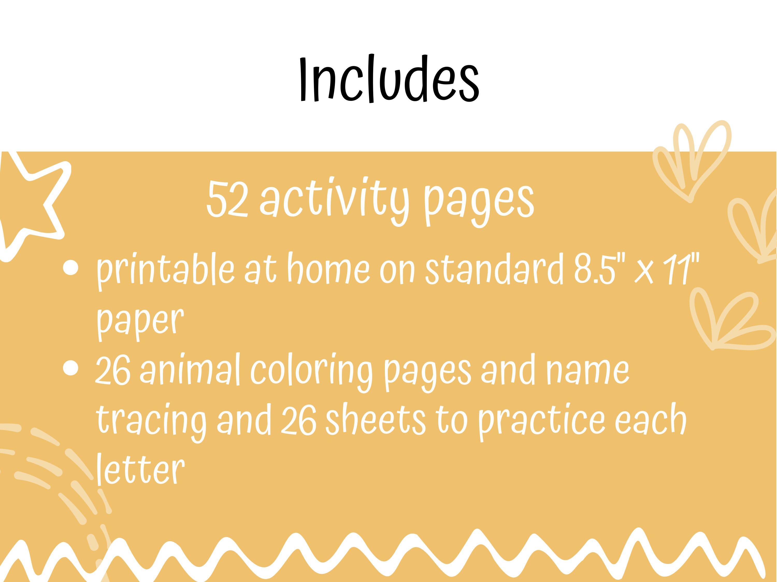 52 Animal Alphabet Handwriting Practice and Coloring Pages - Etsy