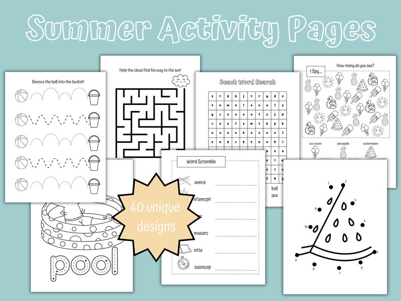 40+ Summer Fun Activity Pages for Kids - Etsy UK