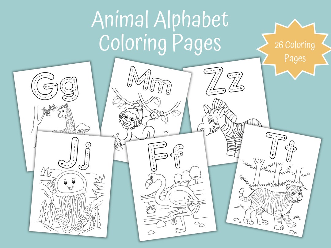 26 Animal Alphabet Coloring Pages - Etsy