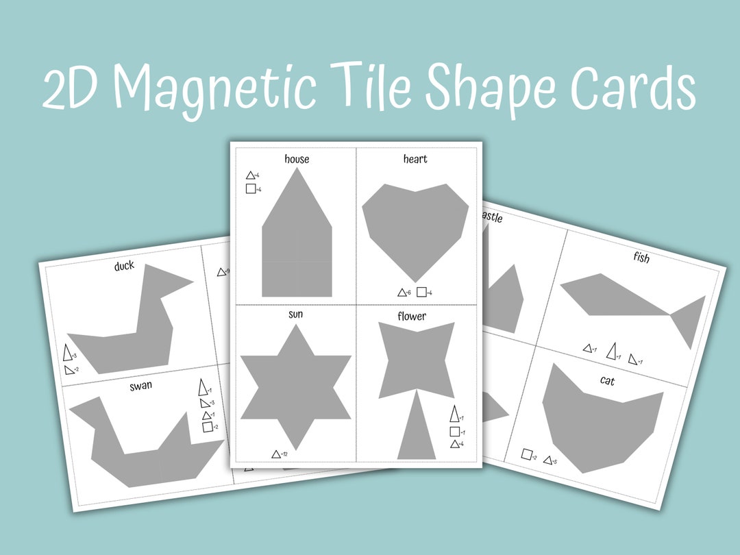 2D Grey Magnetic Tile Shape Cards - Etsy