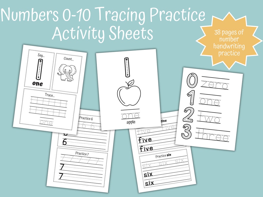 Numbers 0-10 Practice Activity Sheets - Etsy