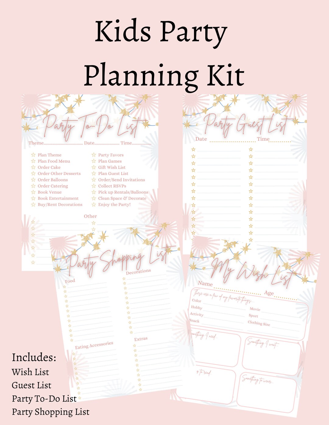 Kids Party Planning Printable Kit - Etsy