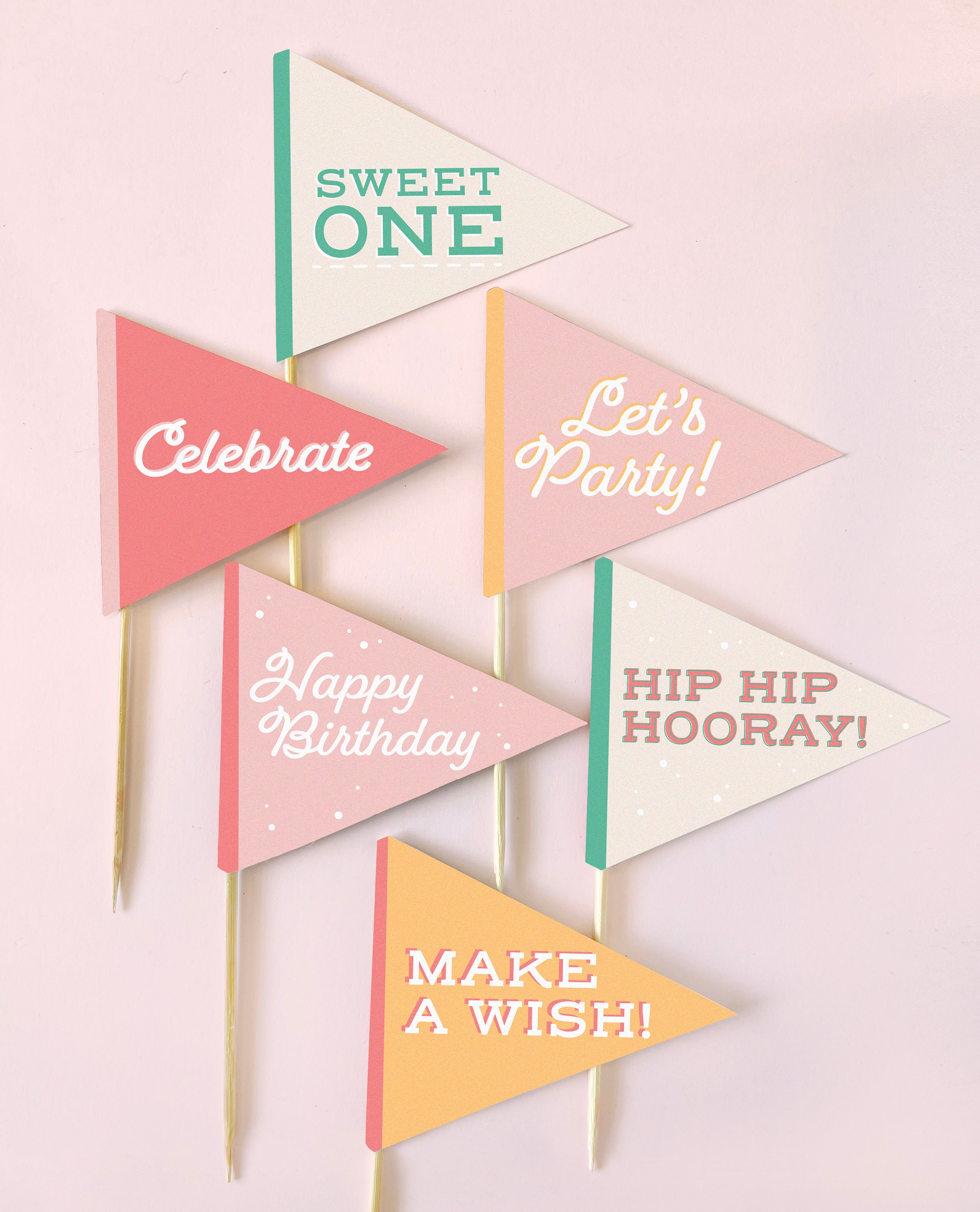 Printable Birthday Party Pennant Flags, Instant Download, Boy and Girl ...