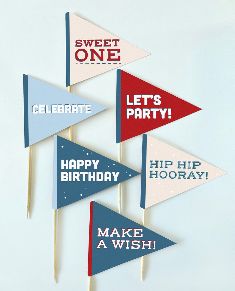 Printable Birthday Party Pennant Flags, Instant Download, Boy and Girl ...