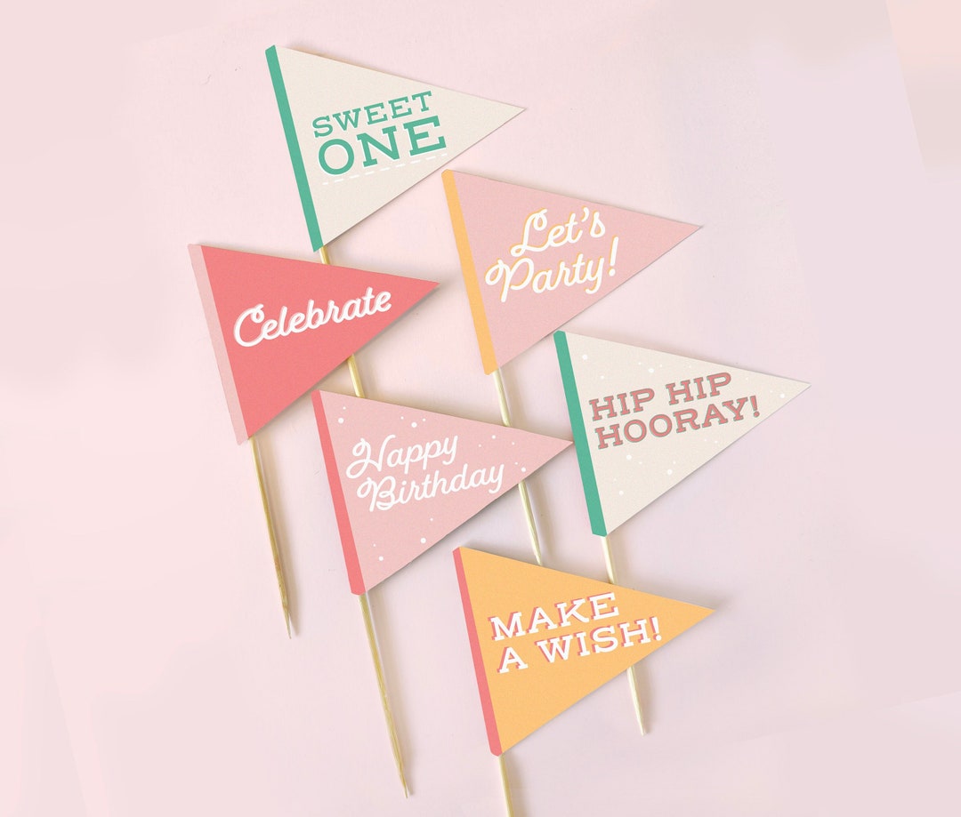 Printable Birthday Party Pennant Flags, Instant Download, Boy and Girl ...