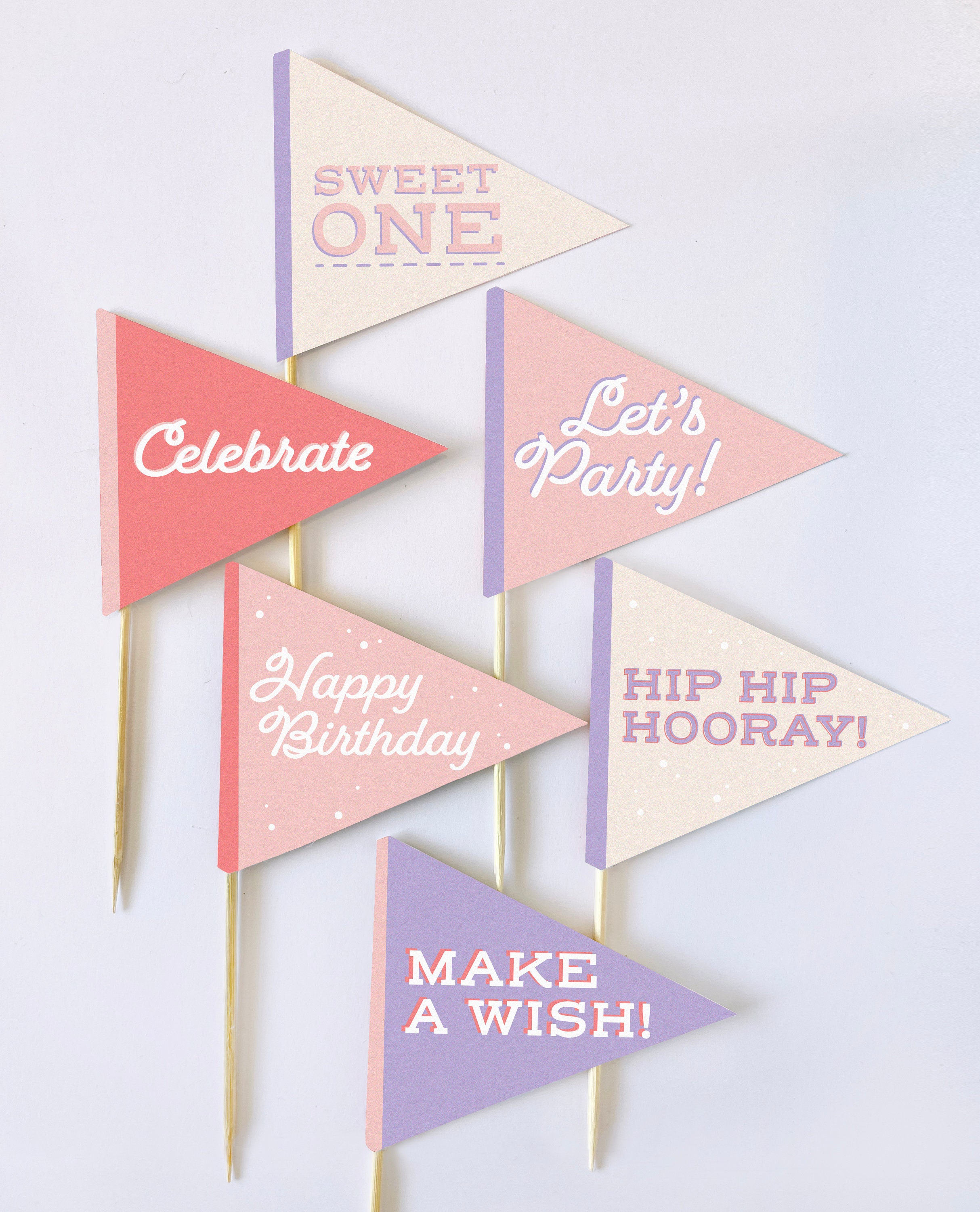 Printable Birthday Party Pennant Flags, Instant Download, Boy and Girl ...