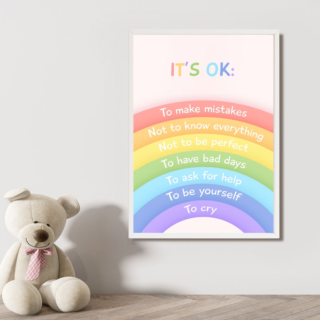 It's OK to Poster, Positive Affirmations, Therapy Office Decor Rainbow ...