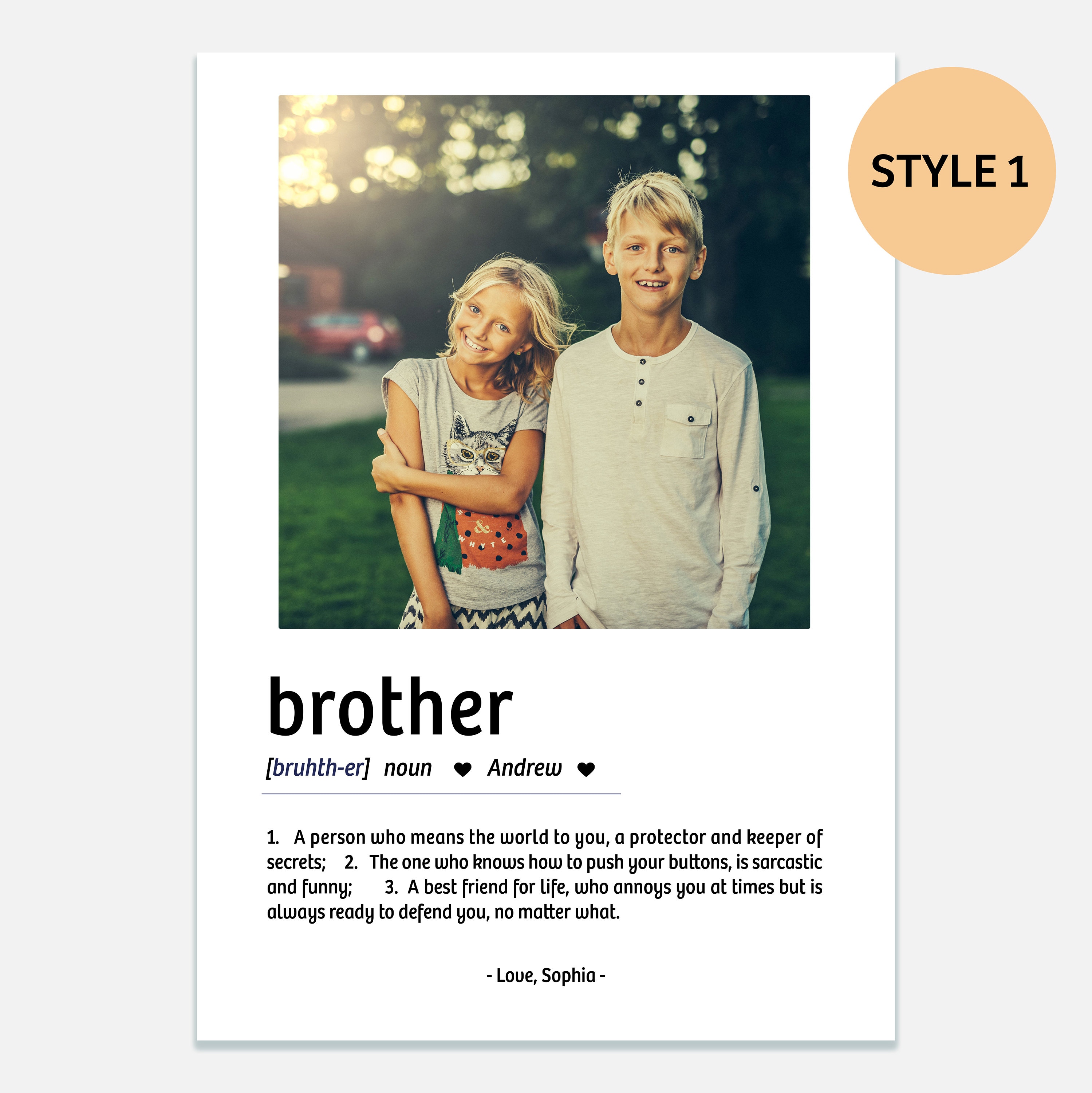 Personalised Brother Print Gift | Brother Definition Print ...