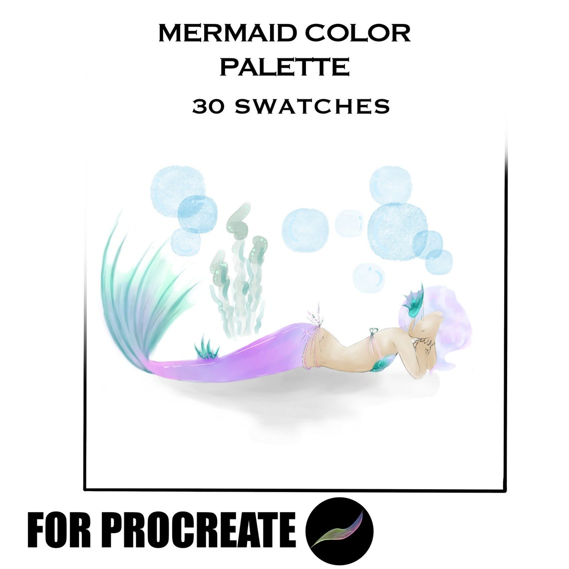 30 Color Swatches for Procreate Mermaid Palette Color - Etsy