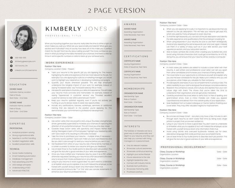 Resume Template Word, Google Docs, Mac Apple Pages, Modern Creative Resume Template, Executive ...