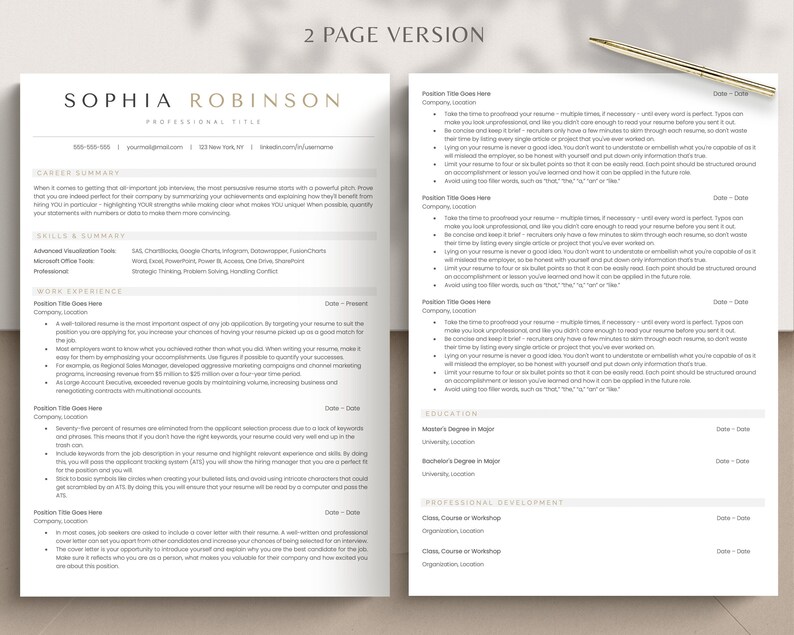 Resume Template ATS Resume Template for Microsoft Word & Mac - Etsy