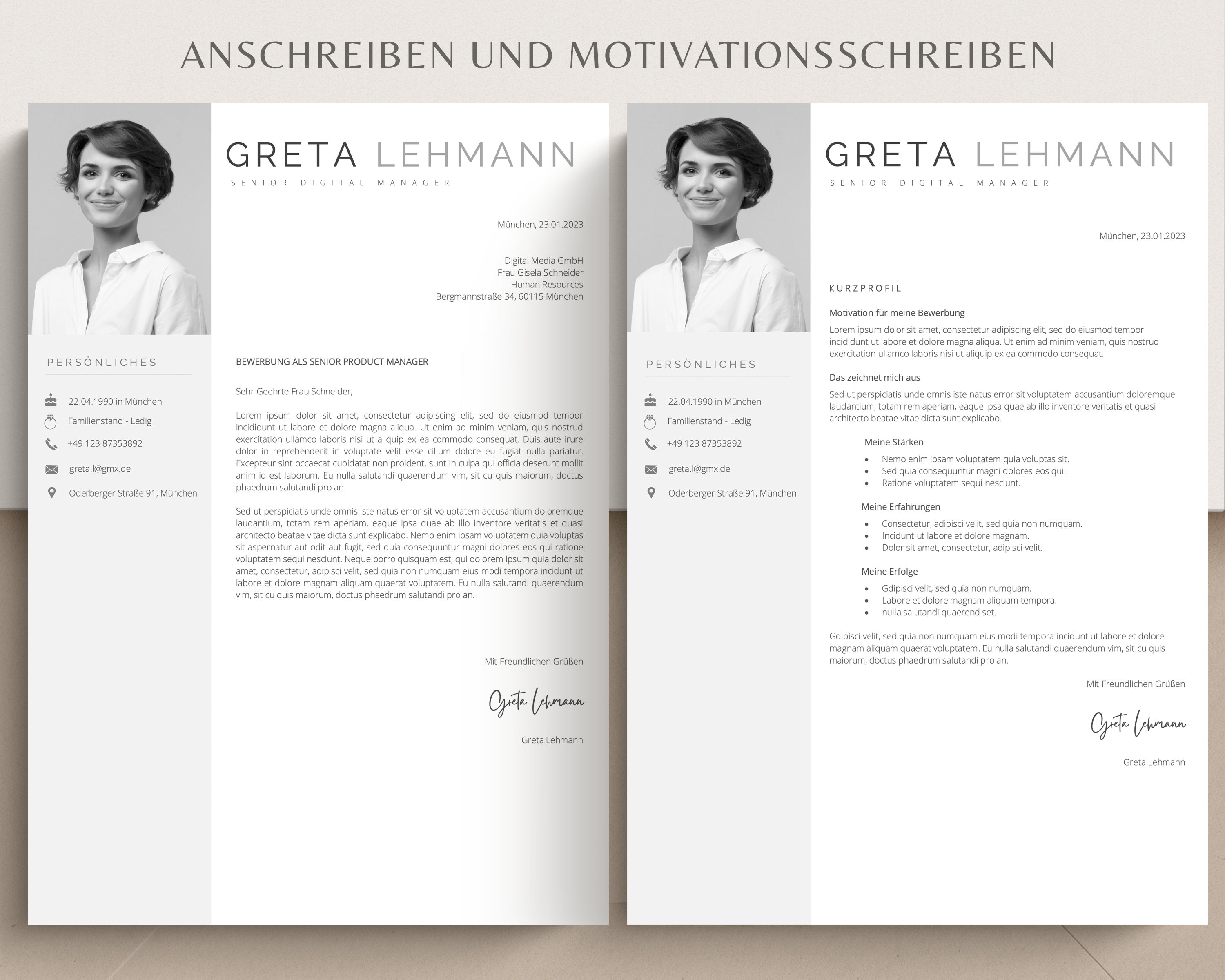 Professional German CV Template With Photo, Modern Resume for Microsoft ...