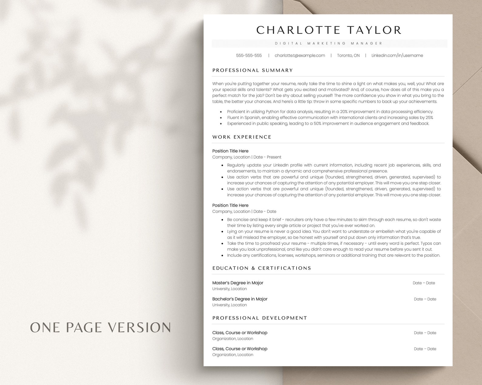 ATS Friendly Resume Template, Minimalist Simple CV Template for Google ...