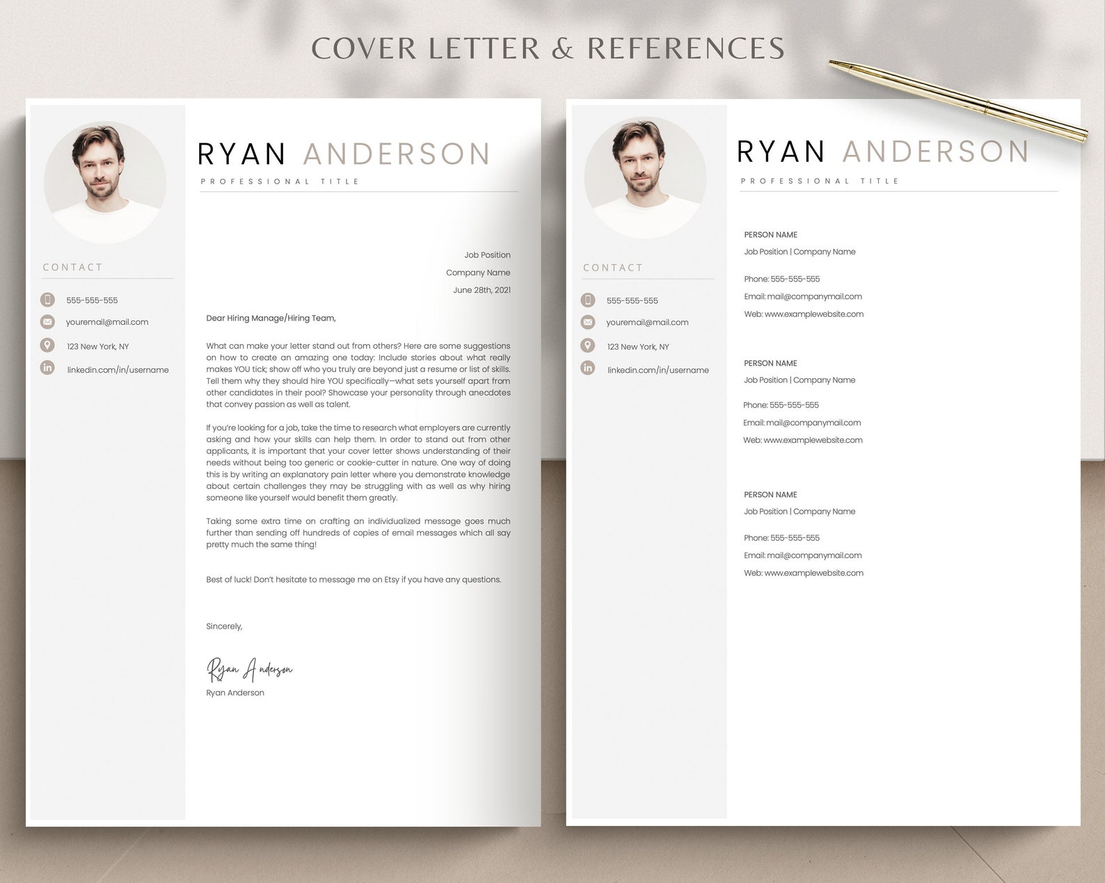 Resume Template Google Docs Word & Apple Pages Modern - Etsy