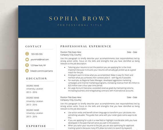 Resume Template Professional C Level Resume Template for Word | Etsy