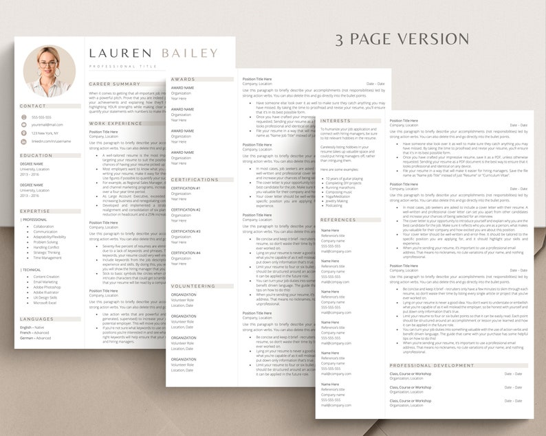 Resume Template, Simple Resume Template Word & Mac Apple Pages, Resume ...