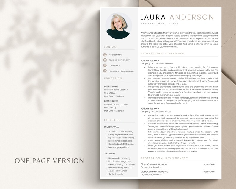 Resume Template Google Docs, Word & Apple Pages, Modern Professional CV ...