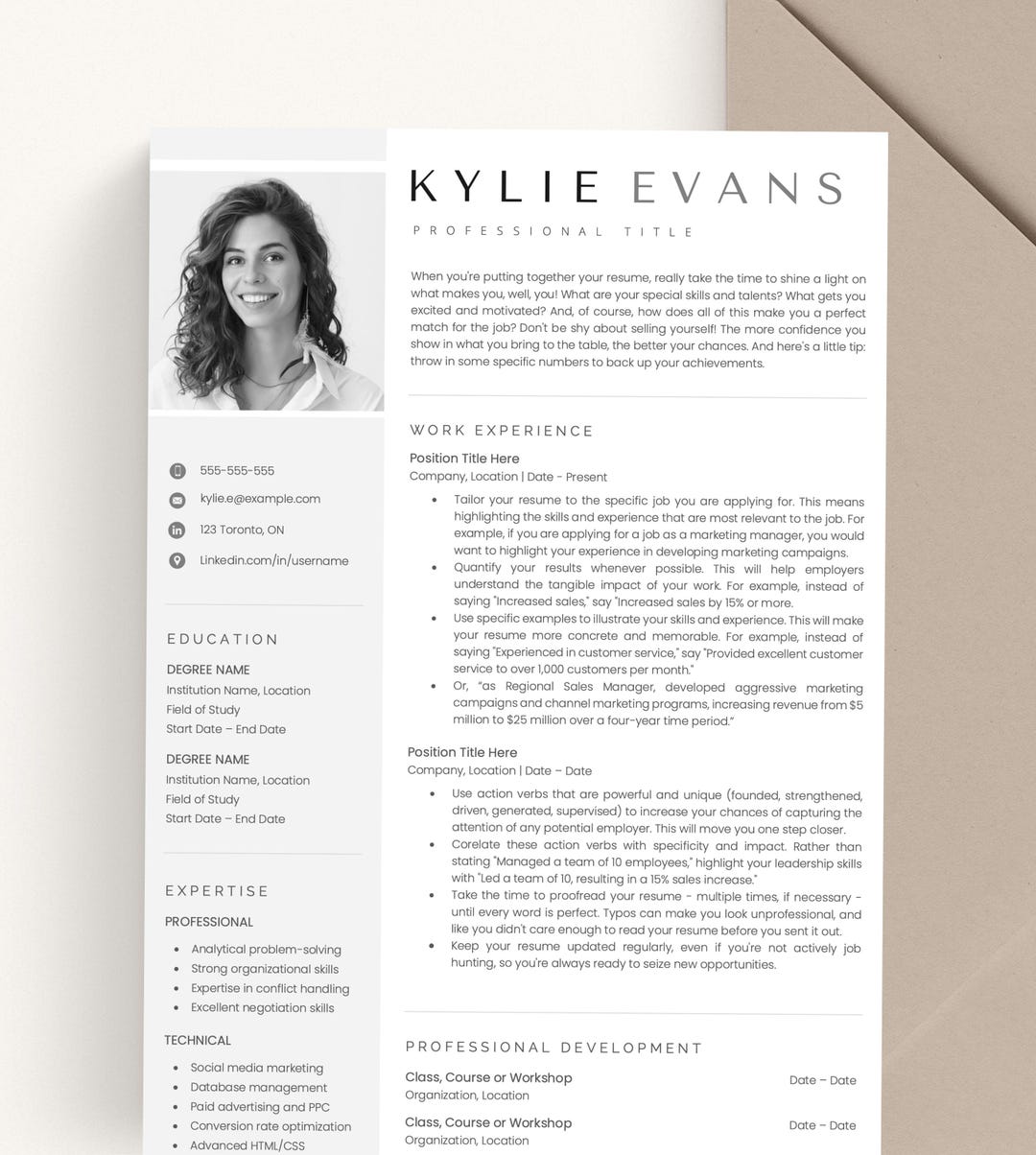 Professional Resume Template: Modern CV Design for Word & Pages - Etsy
