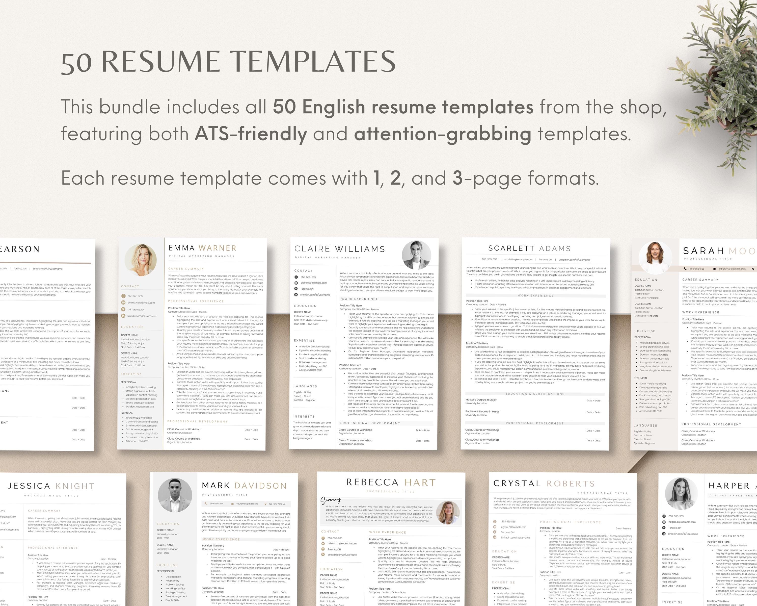 50 Resume Templates Bundle: Modern Cvs, Cover Letters & References for ...