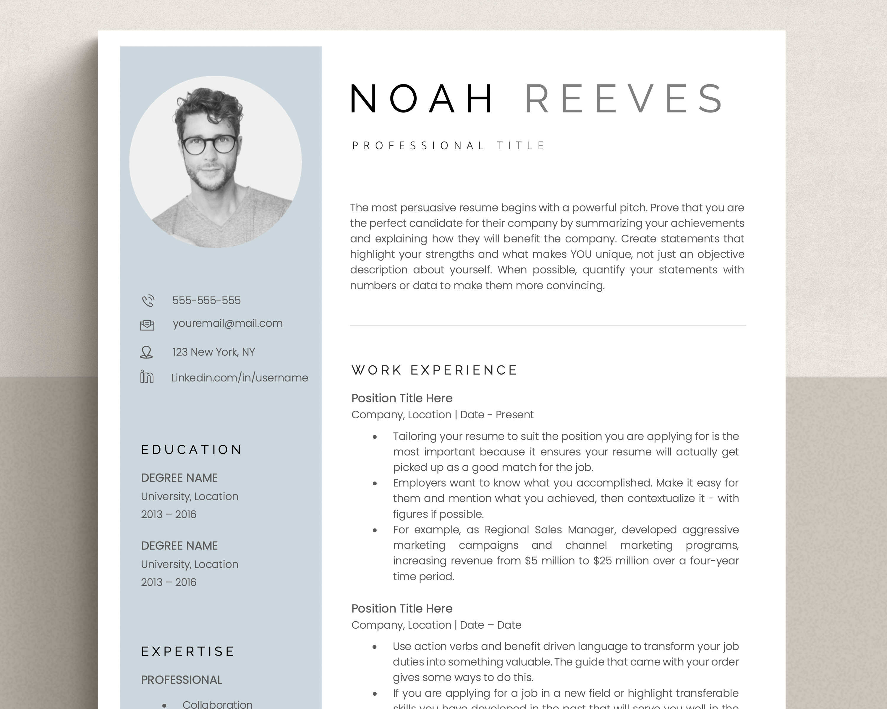 Resume Template Word Professional Resume Template Word & Mac | Etsy