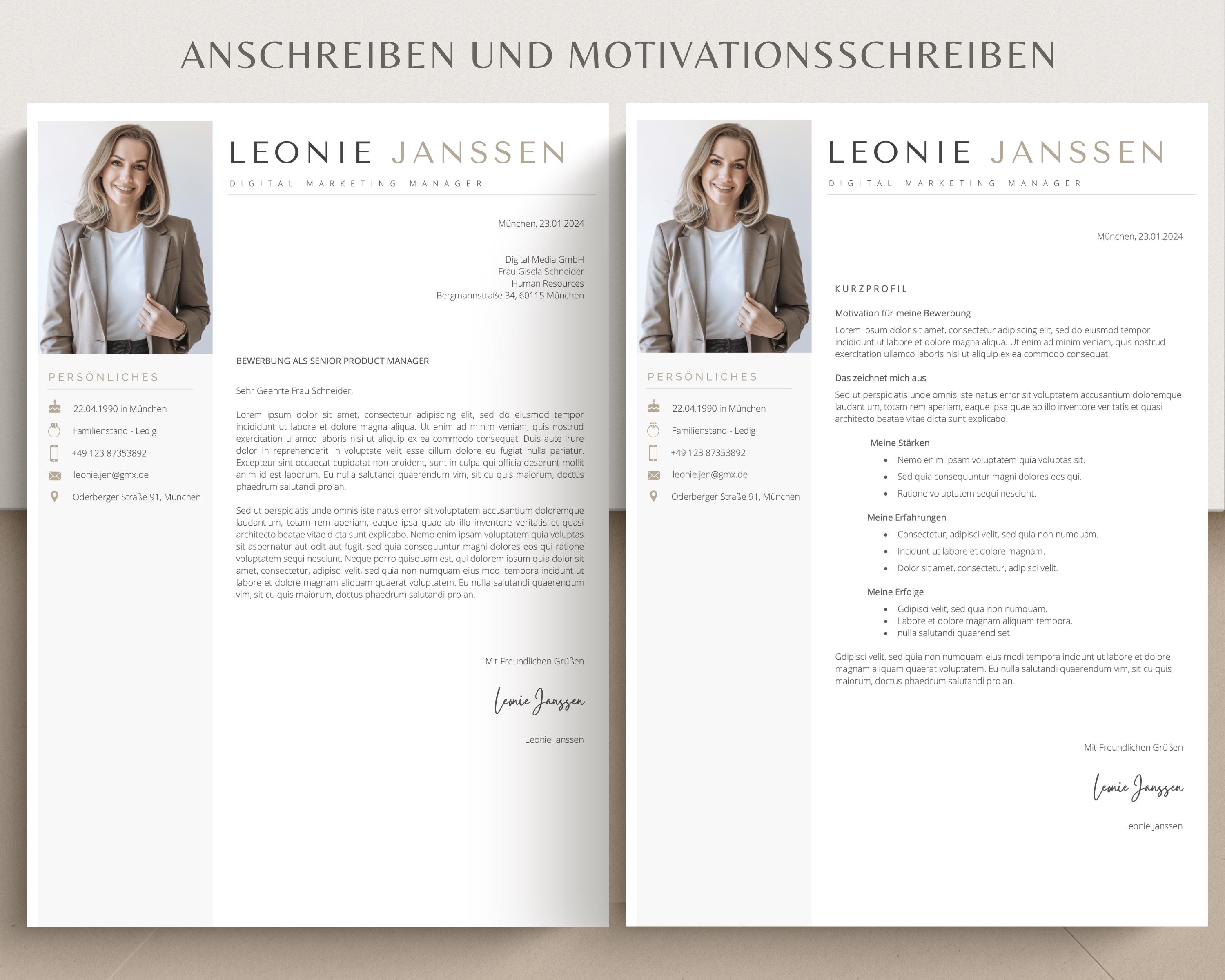 Modern German Resume Template for Microsoft Word & Mac Apple Pages ...