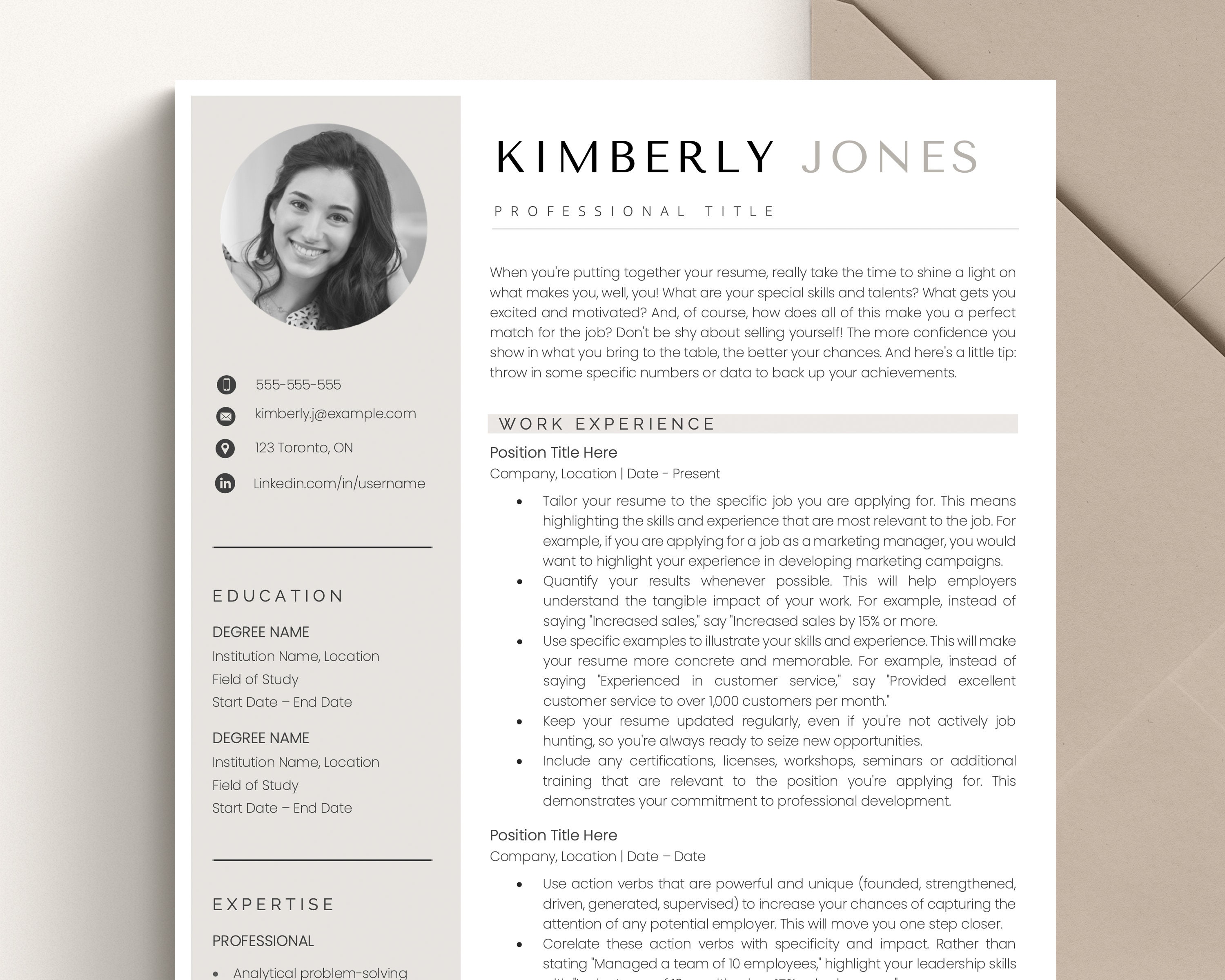 Resume Template Word, Google Docs, Mac Apple Pages, Modern Creative ...