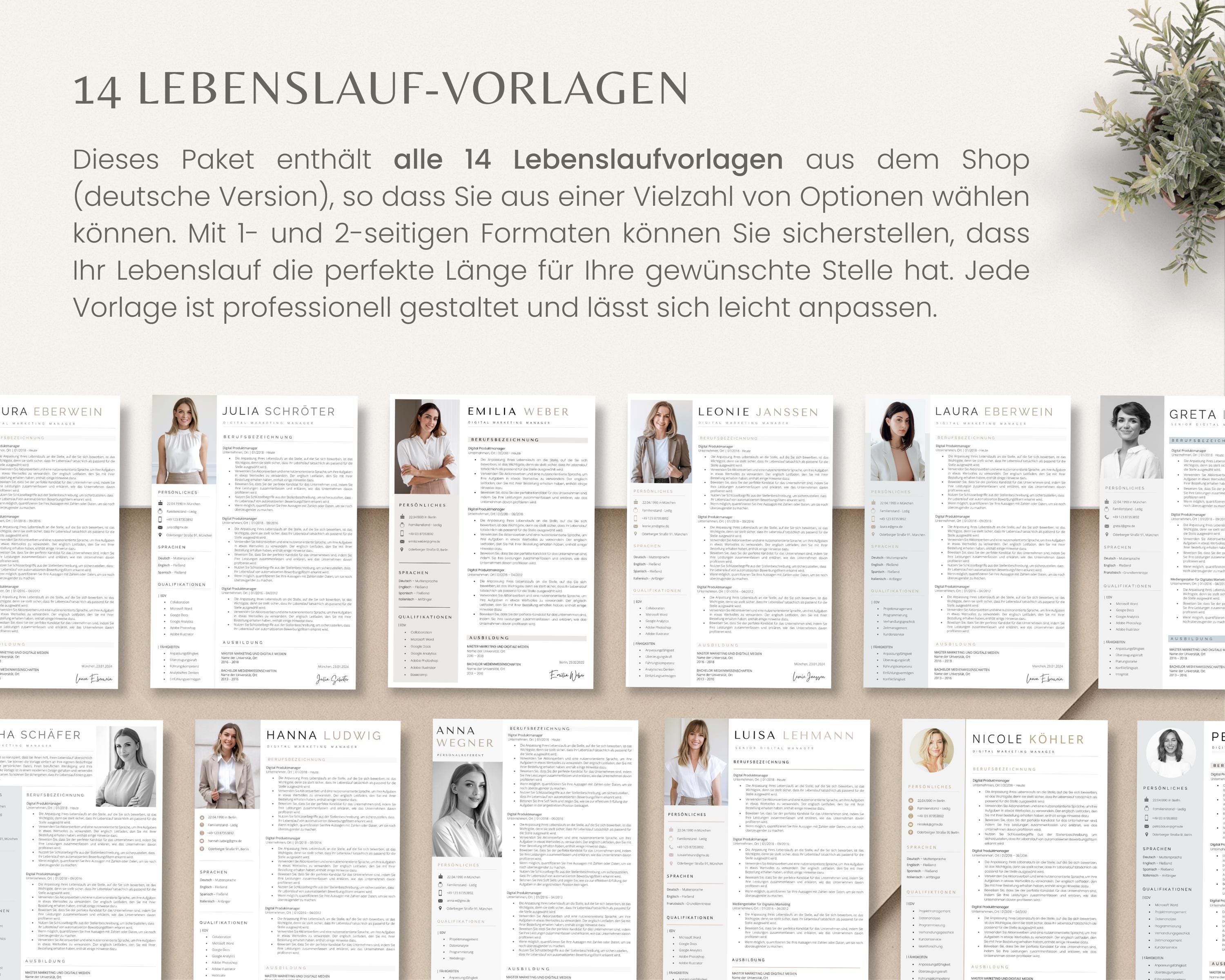14 German Resume Template Bundle: CV Templates, Cover Letters ...
