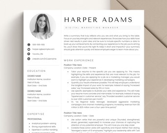Resume Template, CV Template Word, Google Docs, Pages, Professional ...