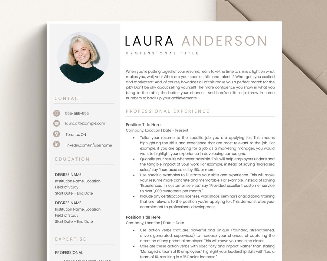 Resume Template Google Docs, Word & Apple Pages, Modern Professional CV ...