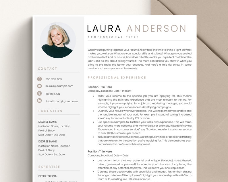 Resume Template Google Docs, Word & Apple Pages, Modern Professional CV ...
