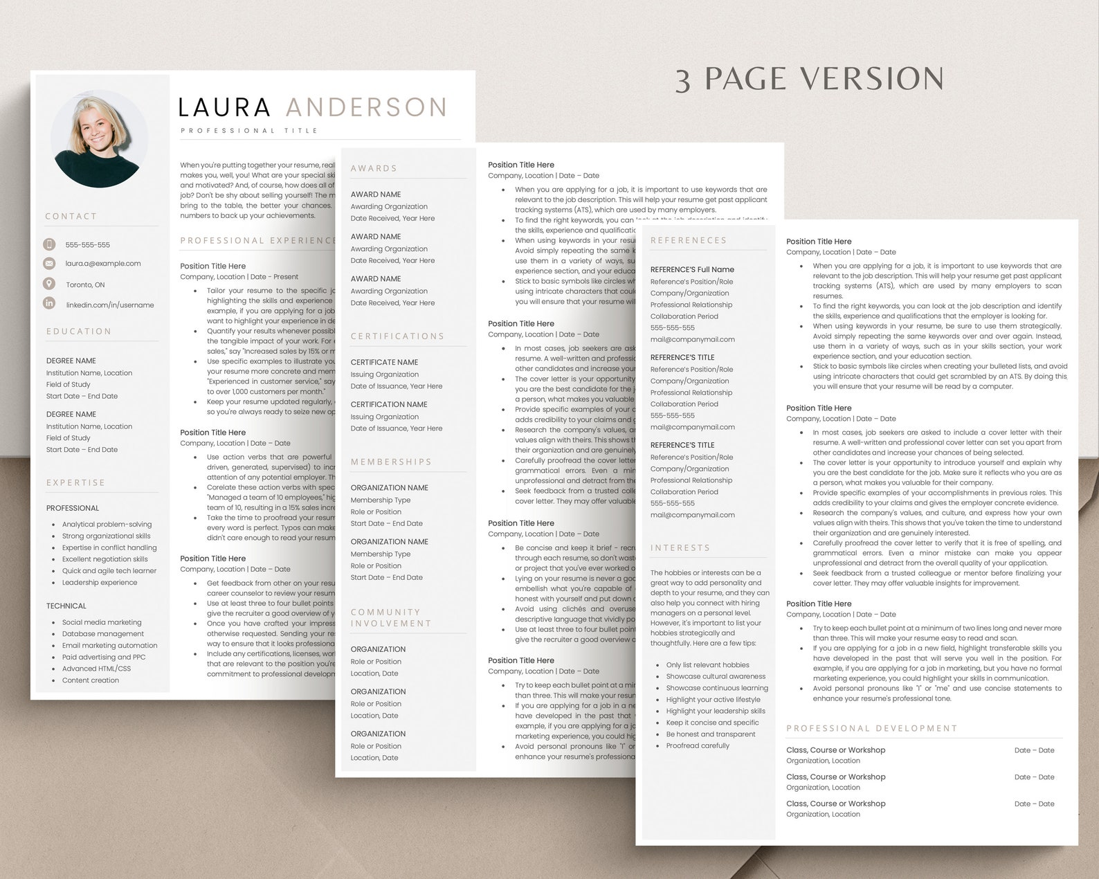 Resume Template Google Docs, Word & Apple Pages, Modern Professional CV ...
