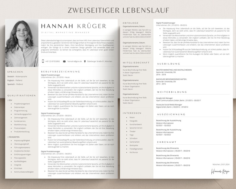 Bewerbungsvorlagen Lebenslauf Vorlage Word Google Docs Mac - Etsy