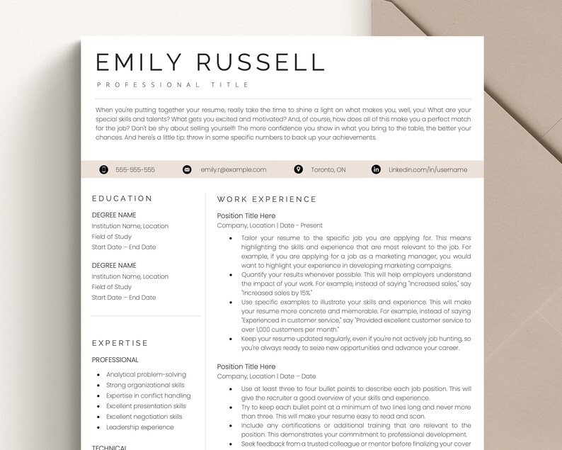 Resume Template, Executive Resume Template Word, Google Docs & Pages ...