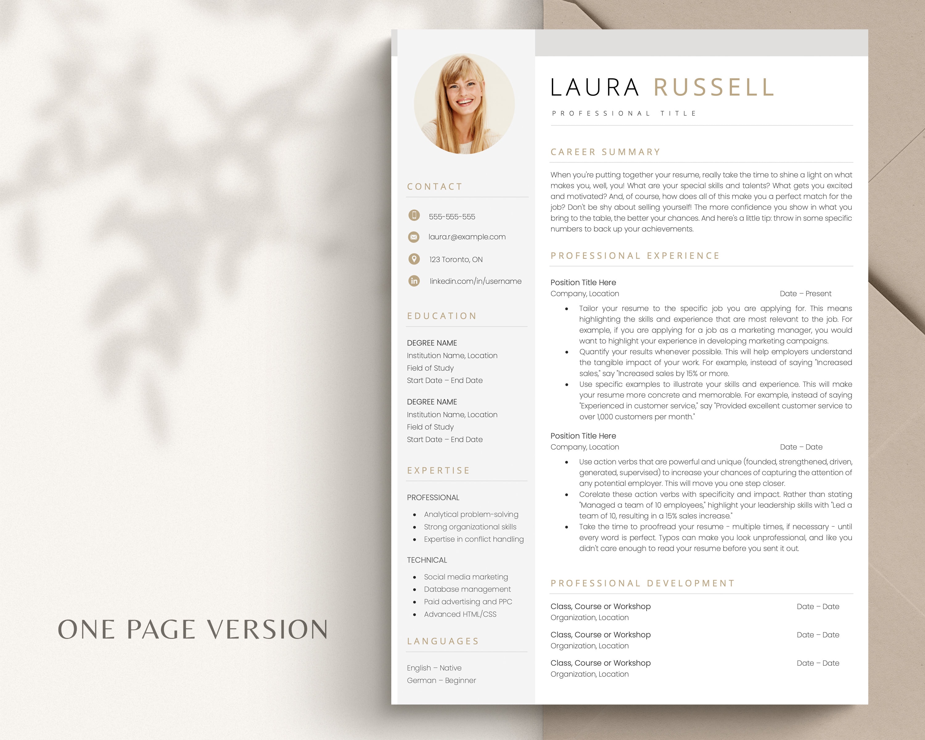 Resume Template, Professional Resume Template Word, Apple Pages, Resume ...