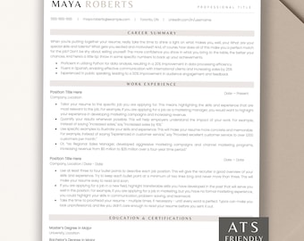ATS Resume Template, ATS Friendly Resume Template, Google Docs, Word, 1 ...