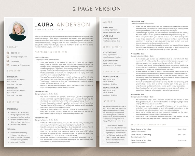 Resume Template Google Docs, Word & Apple Pages, Modern Professional CV ...