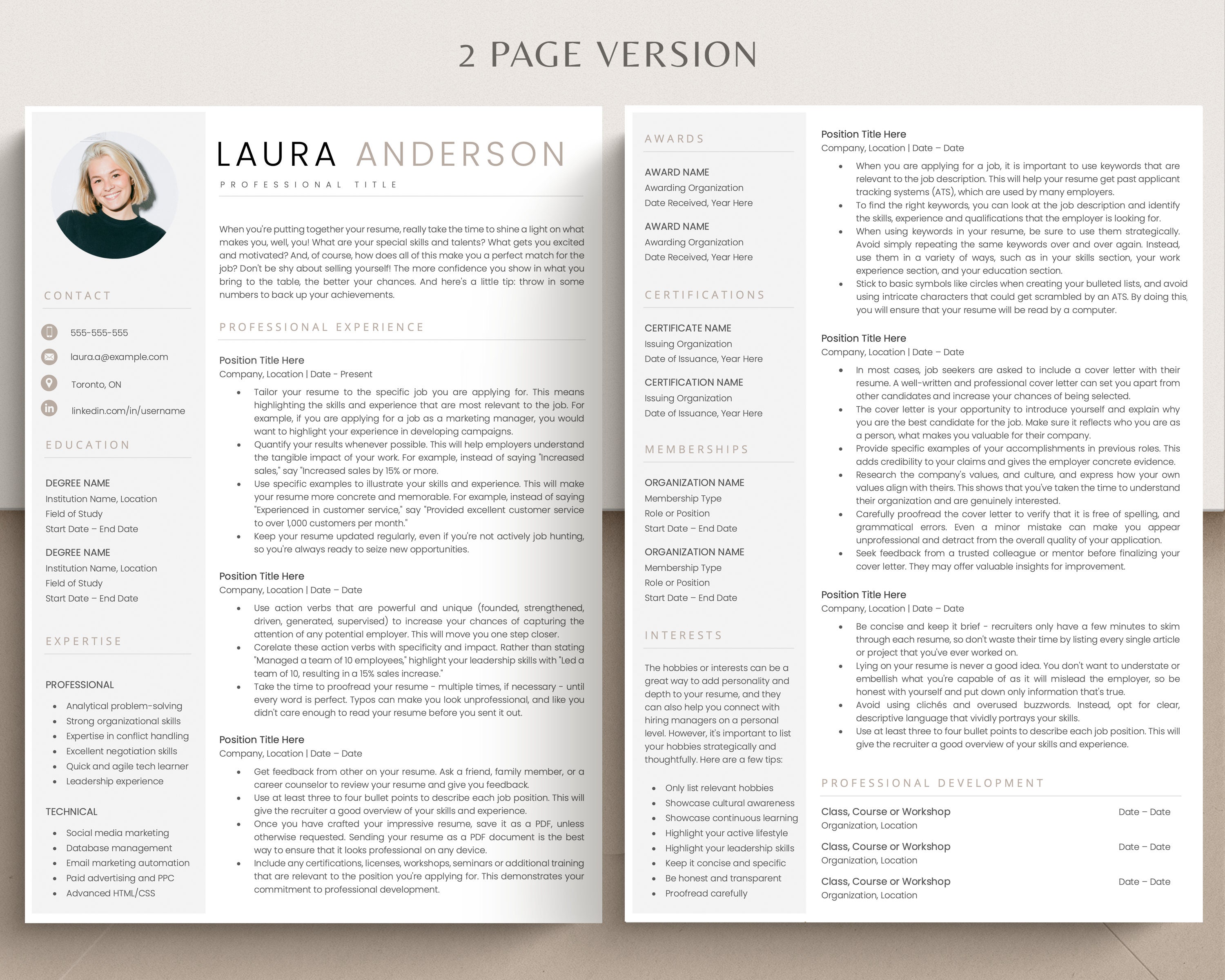 Resume Template Google Docs, Word & Apple Pages, Modern Professional CV ...