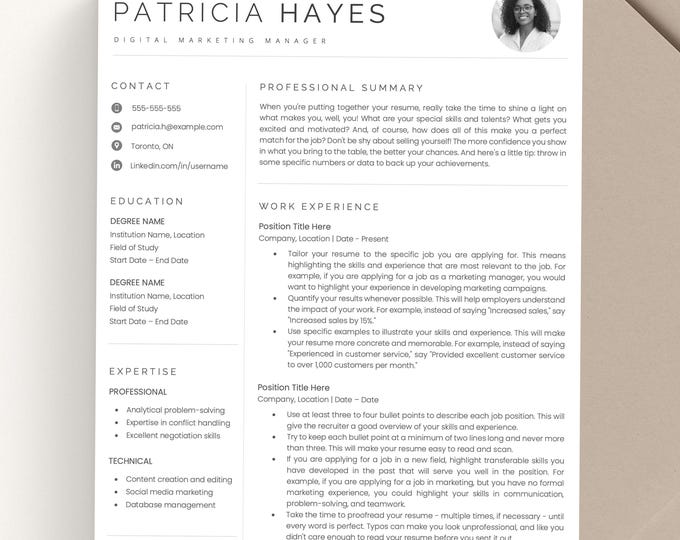 Nanny Resume Template and Cover Letter for Google Docs, Customizable ...