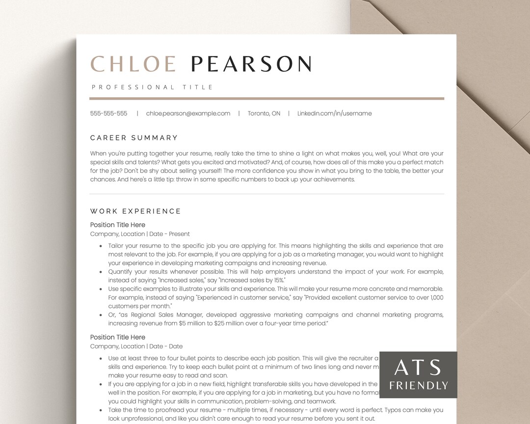 ATS Resume Template, Minimalist ATS Resume Word, Resume Template Google ...