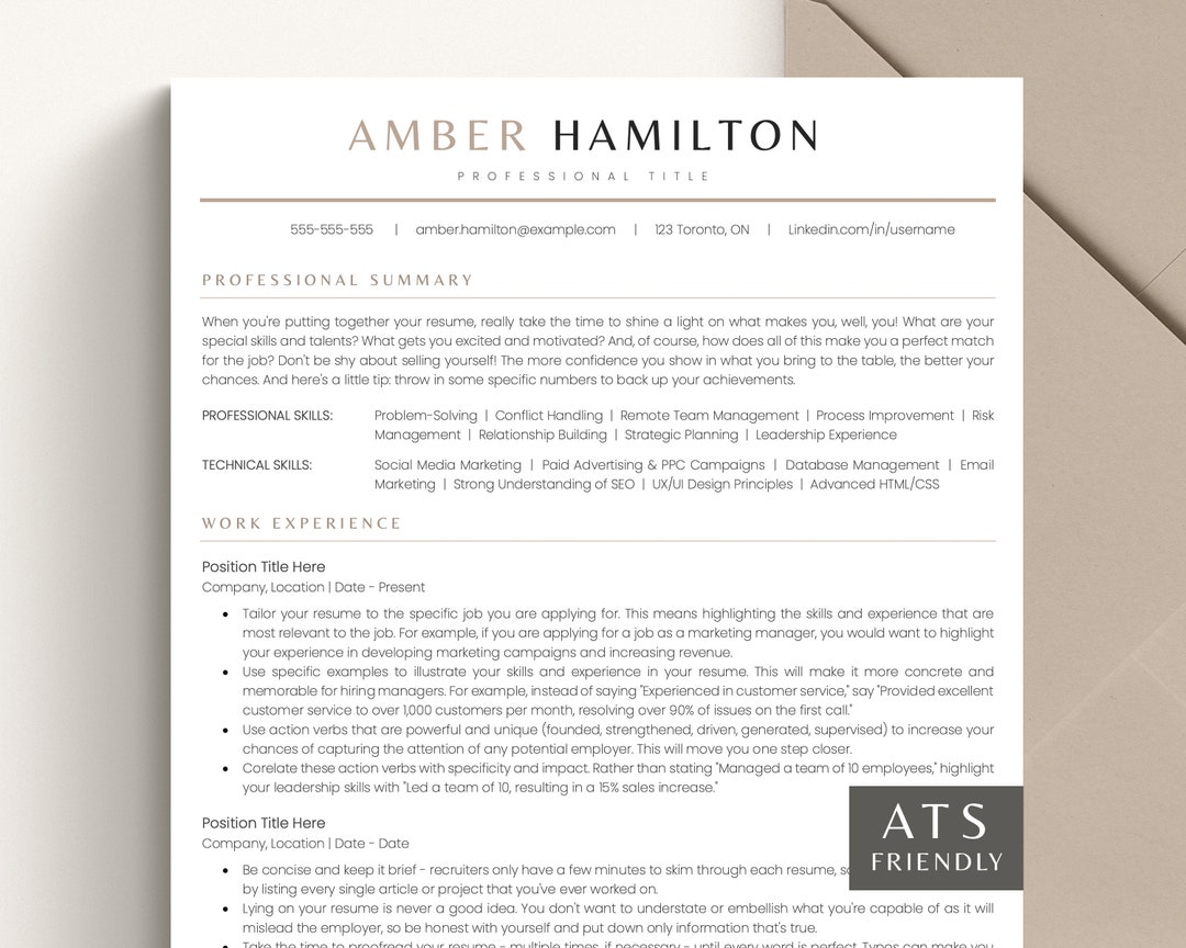 ATS Resume Template, ATS Friendly Resume, Resume Template Google Docs ...